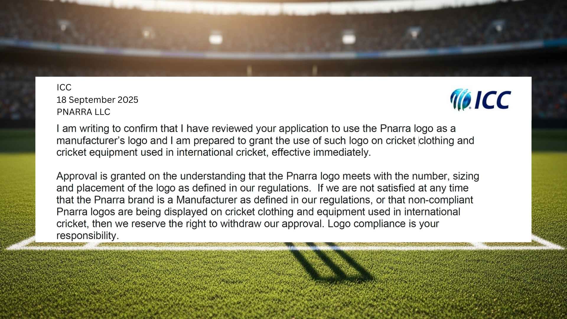 ICC Approves PNARRA | Officially Certified for International Cricket Gear